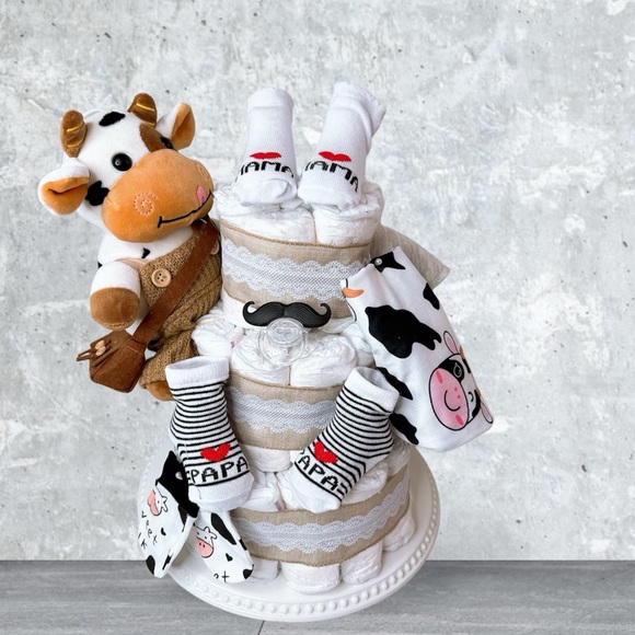 Handmade | Accessories | Cow Diaper Cake Farm Baby Shower | Poshmark